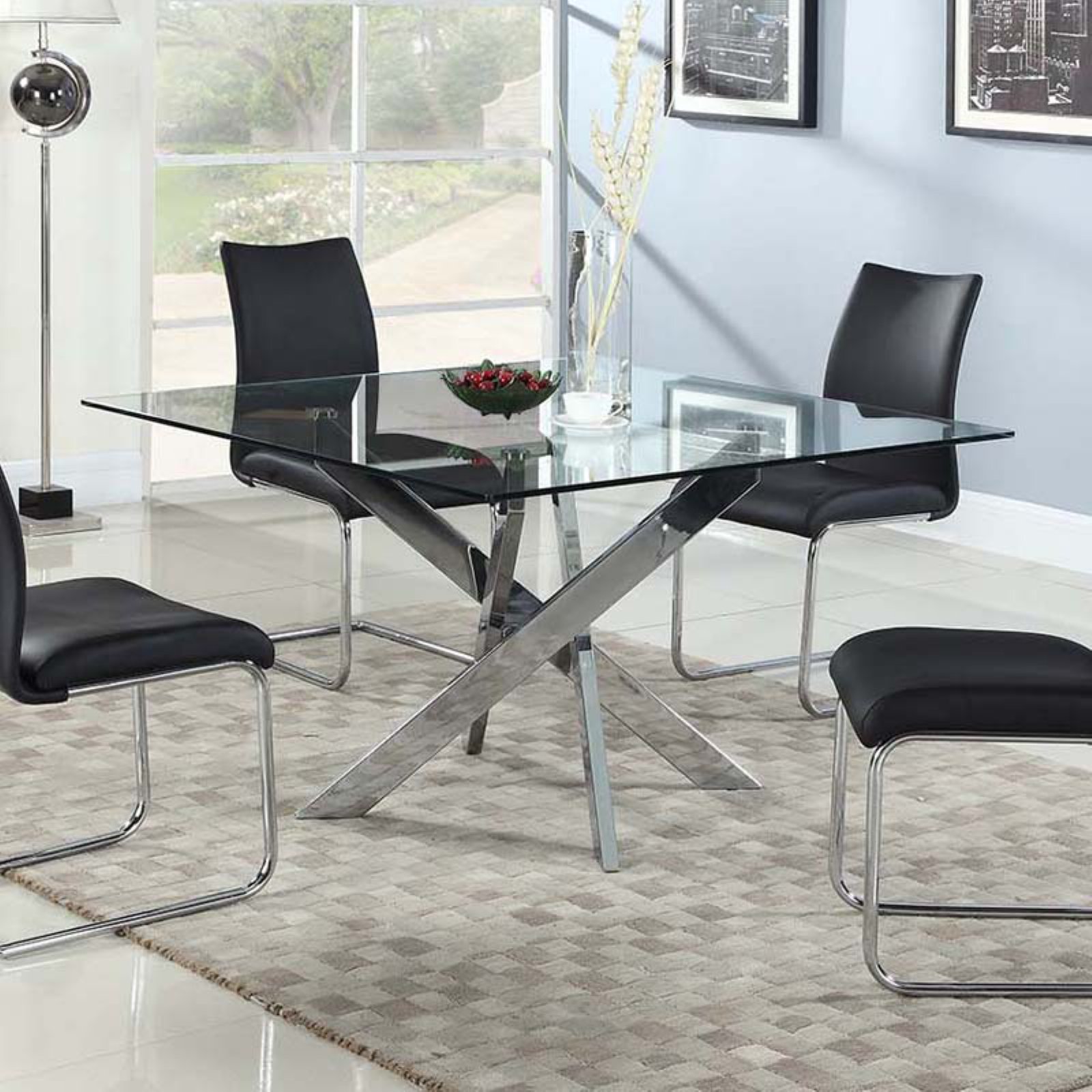 Chintaly Pixie Dining Glass Topped Dining Table - Walmart.com - Walmart.com