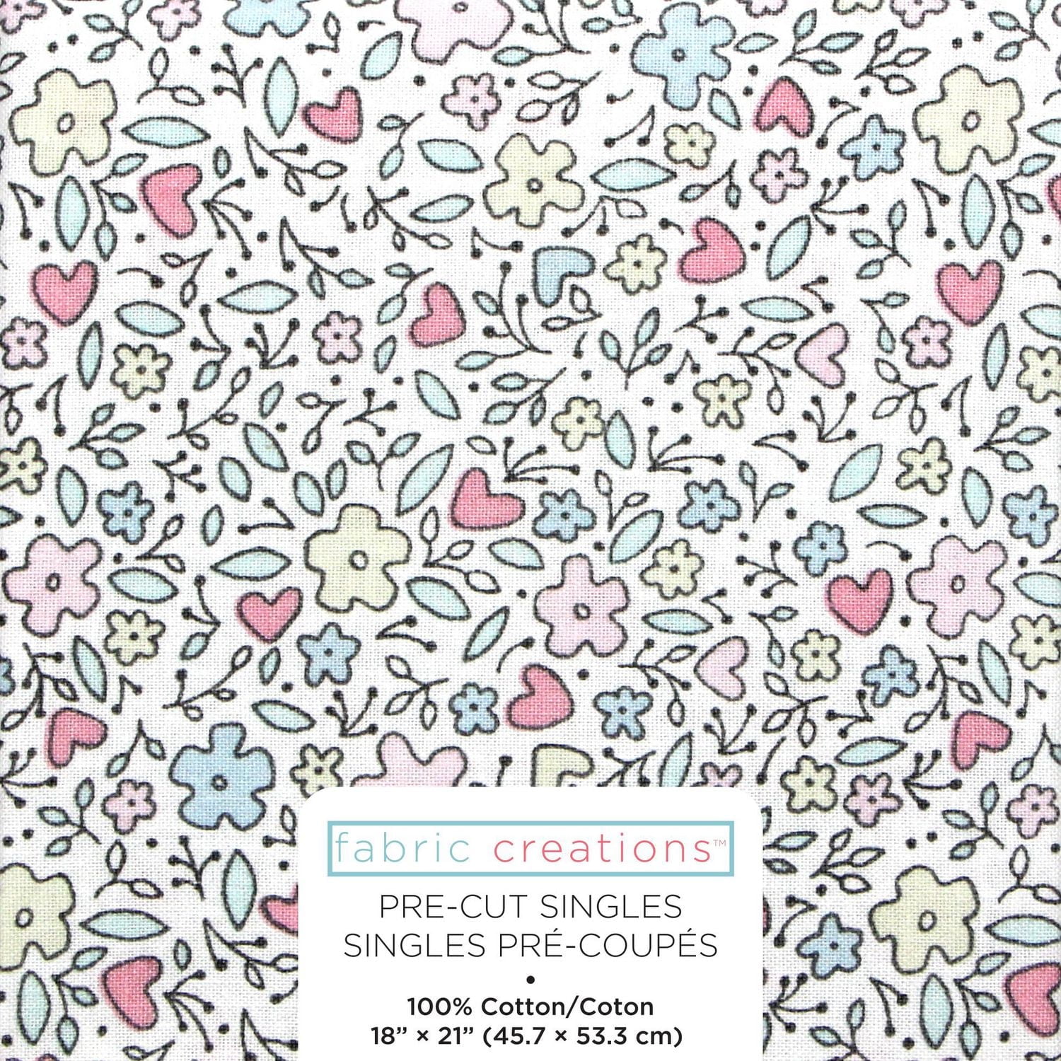 Click here for Fabric Creations White With Pastel Drawn Flowers F... prices