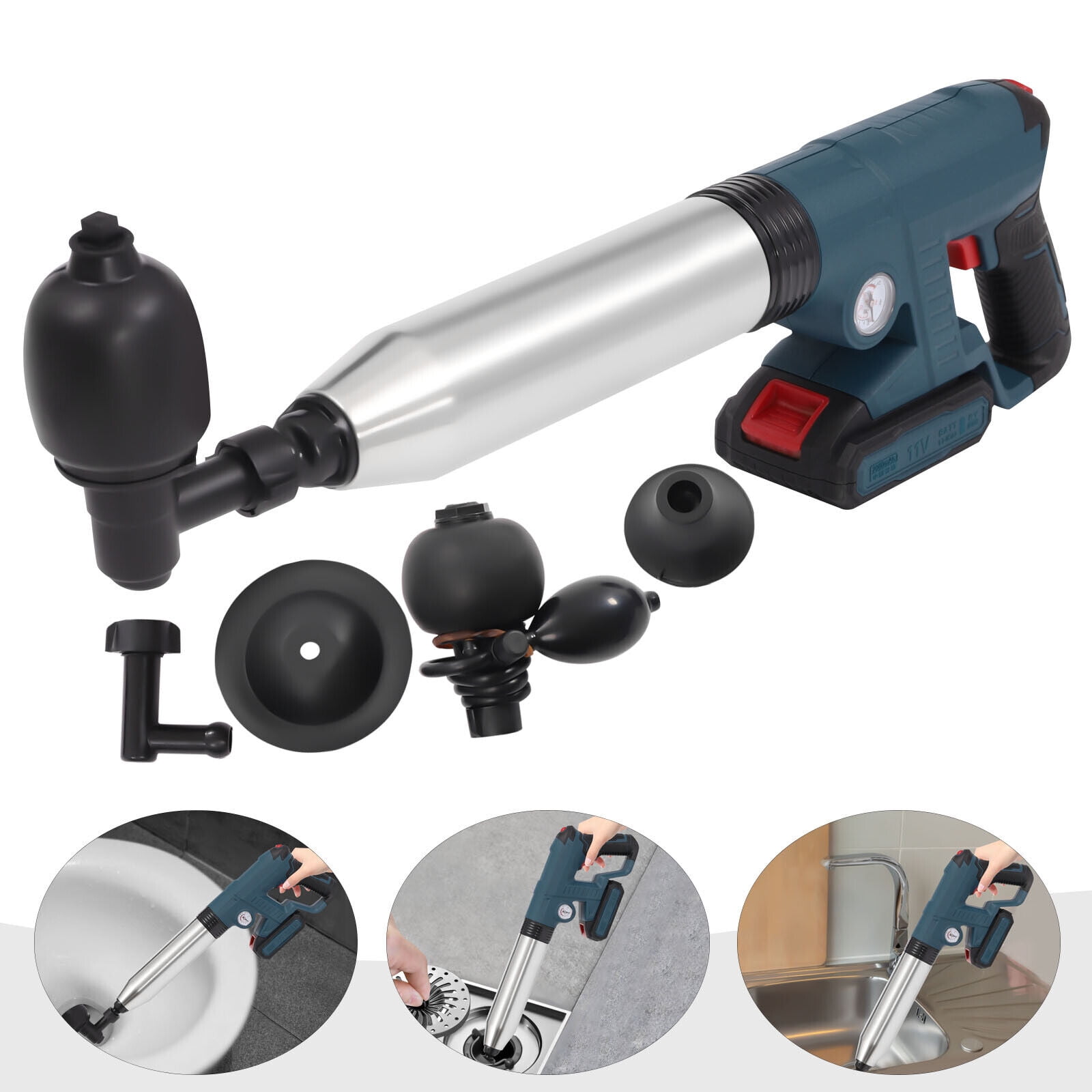 High Pressure Electric Toilet Plunger Air Drain Blaster Sink Dredge ...