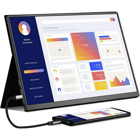 2K Portable Monitor 15.6Inch, 1920x1080 USB C HDMI Laptop Monitors with ...