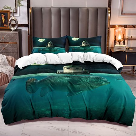 Bedding Duvet Cover Full Size with Ocean Monster Fish 3D Kids Comforter ...