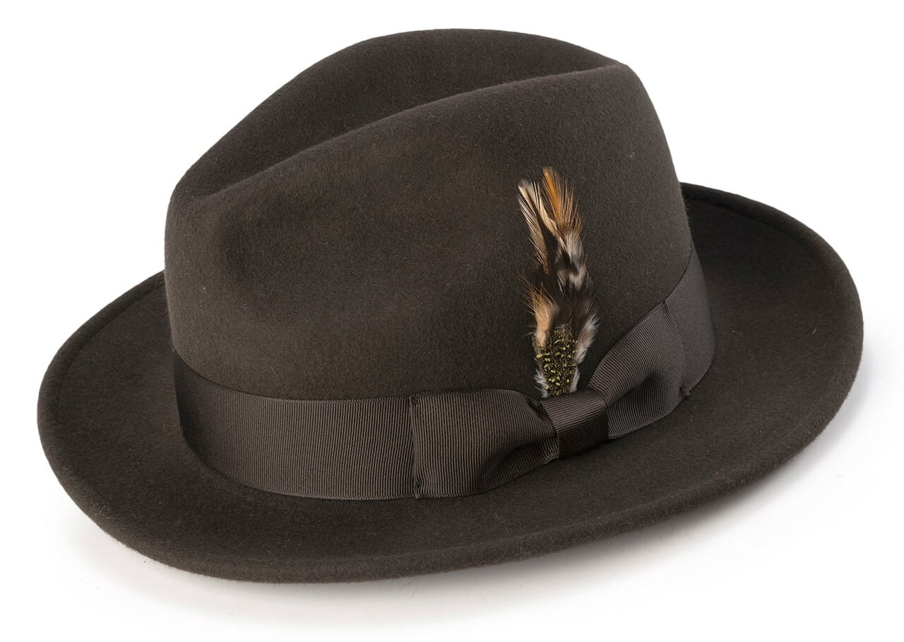 Montique Brown Color Lightfelt 2 ВЅ Inch Wide Brim Wool Felt Pinch Hat ...