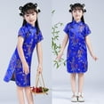 KAUOD Girls Chinese Qipao Dress Short Sleeve Printed Cheongsam for ...