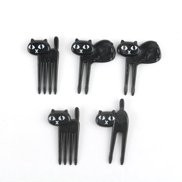 facefd 6pcs/set Black Cat Fruit Fork Kitten Cat fruit Lunch fruit picks ...