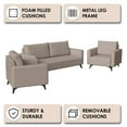 LeisureMod 3-Piece Sofa Set with 2 Single-Seater and a Three-Seater ...
