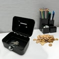 Black Metal Box Cash Box Storage Small With Lock and Key Organizer for ...