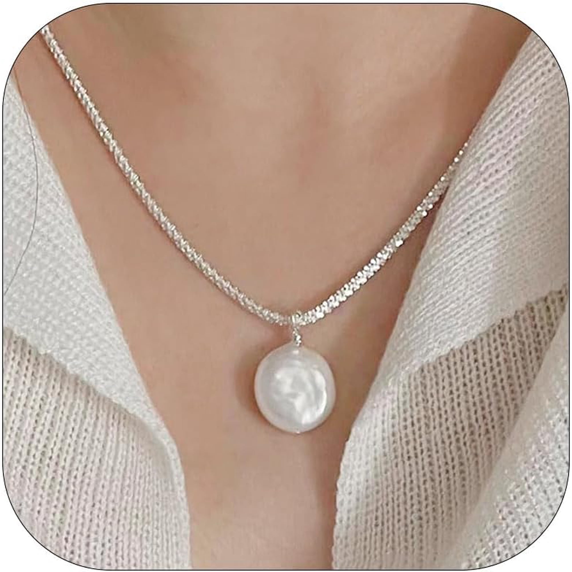 Click here for Hahdaxia Pearl Necklaces For Women Silver Pearl Ne... prices