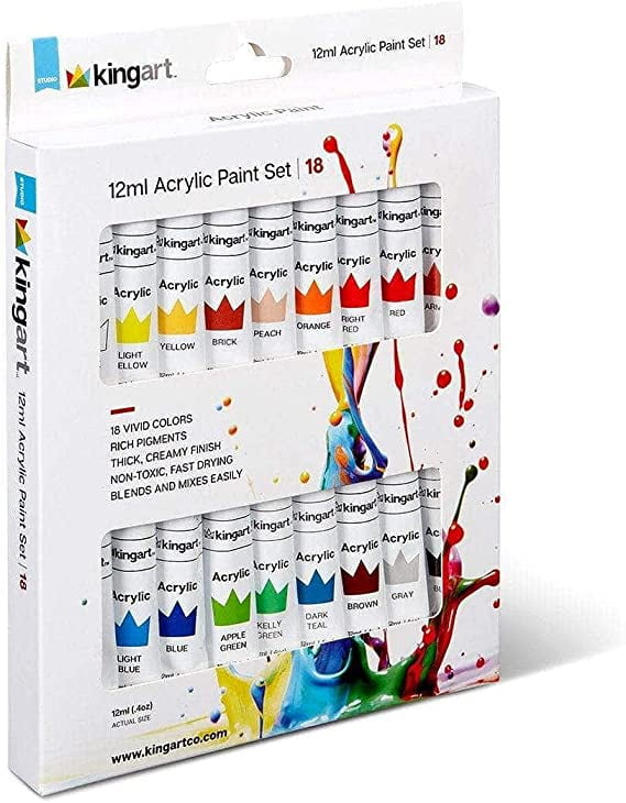 KINGART Studio Acrylic Paint, 12ml (.4oz), Set of 18 Colors - Walmart.com