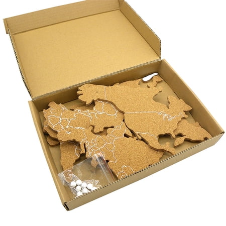 Travel World Map Strip Wooden Map Board Cork Board with Push Pins Self ...