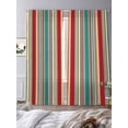 Colored Stripes Sheer Curtains 96 inches Long, Abstract Red Teal Yellow ...