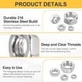 CERPXFF-10 Pcs M8x1.25mm Hex Nuts, 316 Stainless Steel Metric Coarse ...
