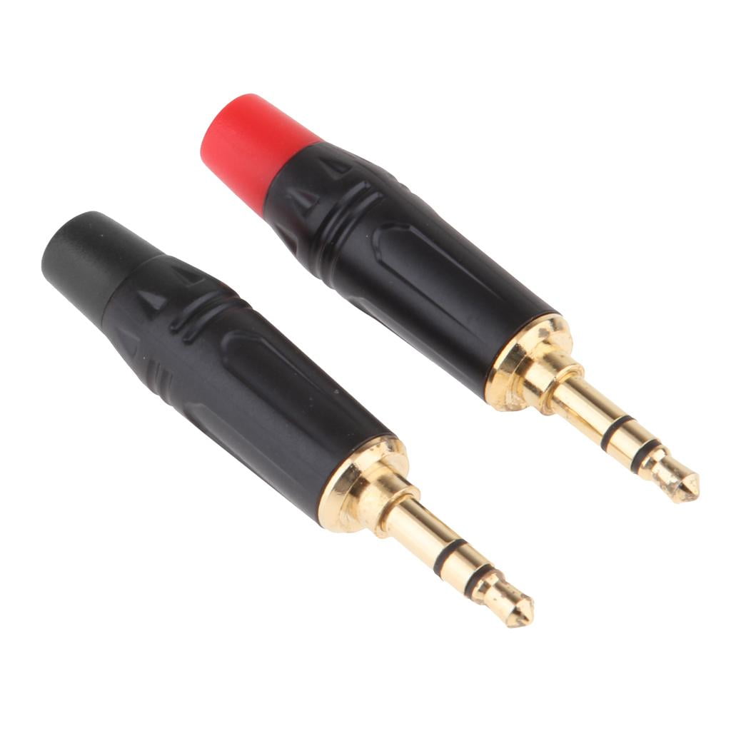 2Pieces copper material gold Plated 3.5mm 1/8inch 3Pole Audio Male Plug ...