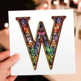 3drose, Pretty Image of Stained Glass Monogram Letter W, 6 Greeting ...