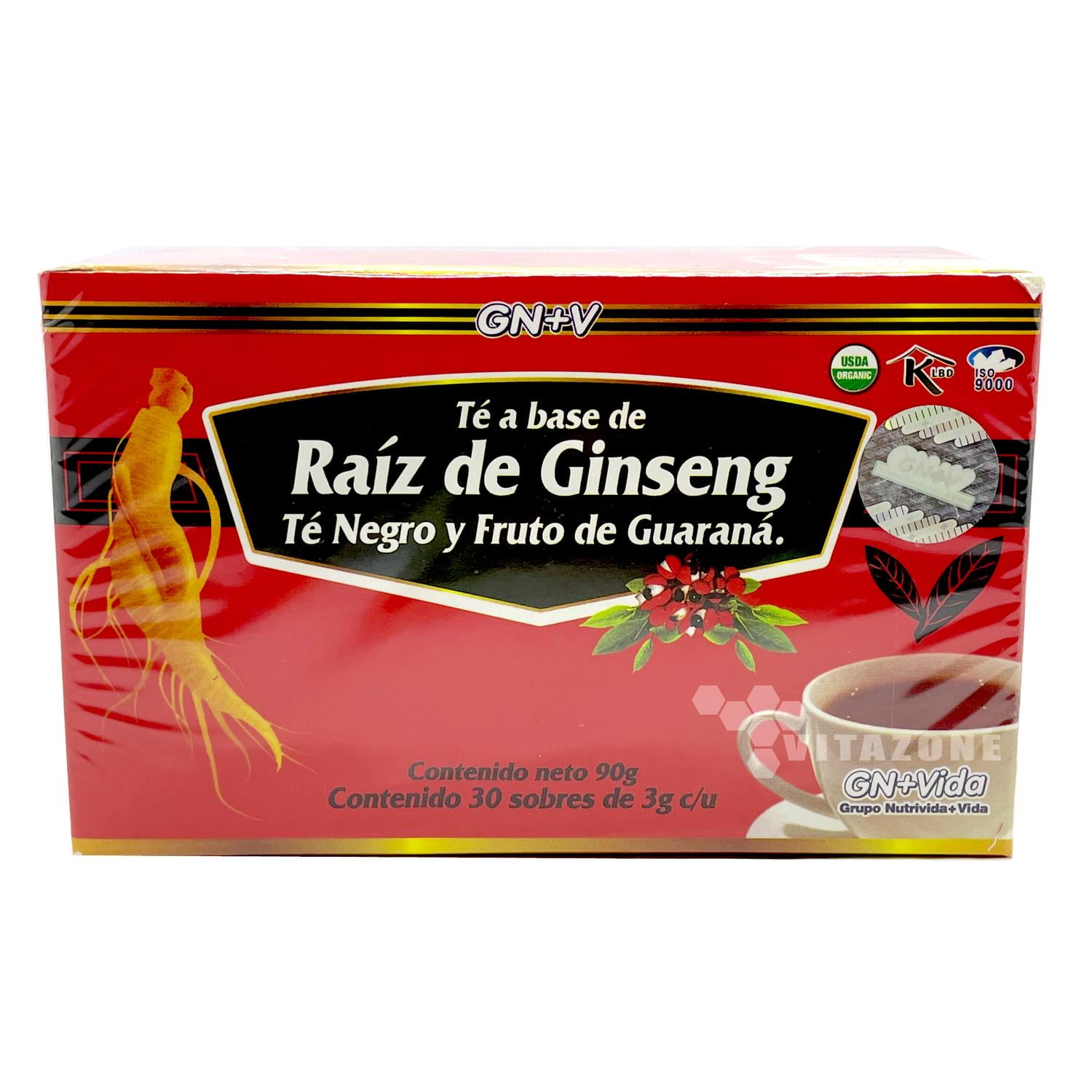 Té de Raíz de Ginseng Té Negro Té Guaraná 30 sobres GN+Vida GN+Vida ...