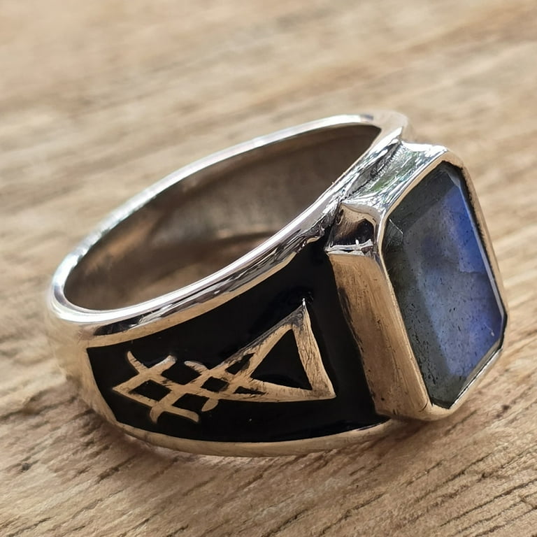 Lucifer Morningstar Rings 925 Sterling Silver Emerald Shape Natural Labradorite Gemstone Lucifer s Ring Handmade UNISEX Ring Walmart