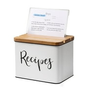 Farmhouse Metal Recipe Box With Cards And Dividers - Blue Vintage Tin ...
