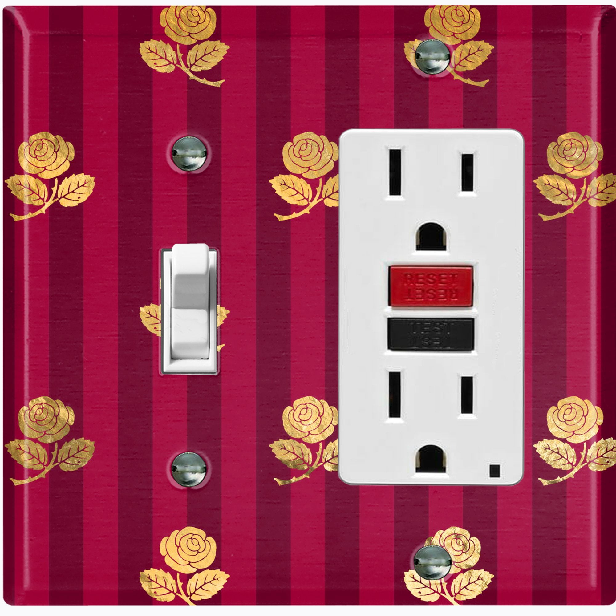 Metal Light Switch Plate Cover Elegant Yellow Tufted Rose Burgundy ...