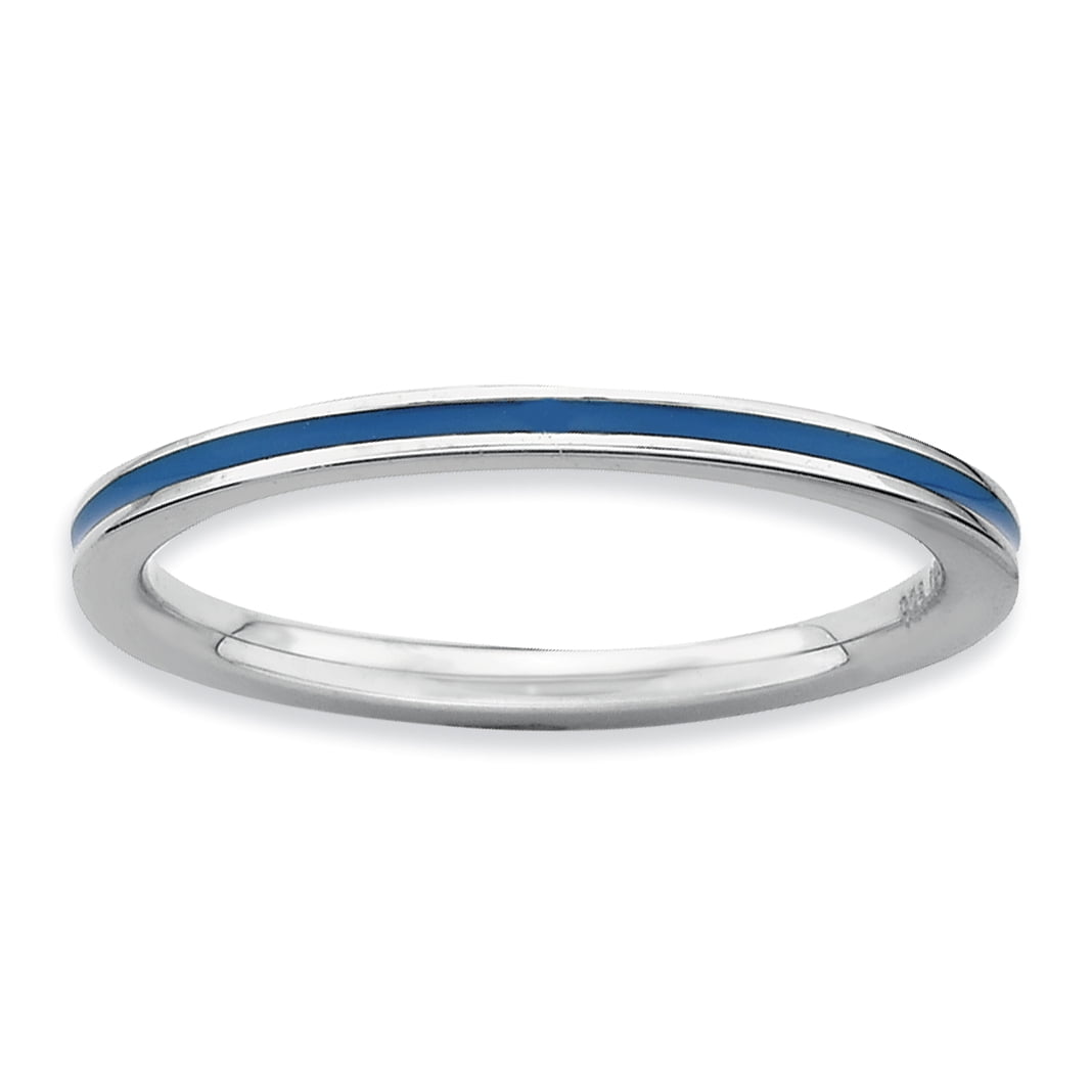 Jewelrypot - Sterling Silver Blue Enameled 1.5mm Ring - Walmart.com ...