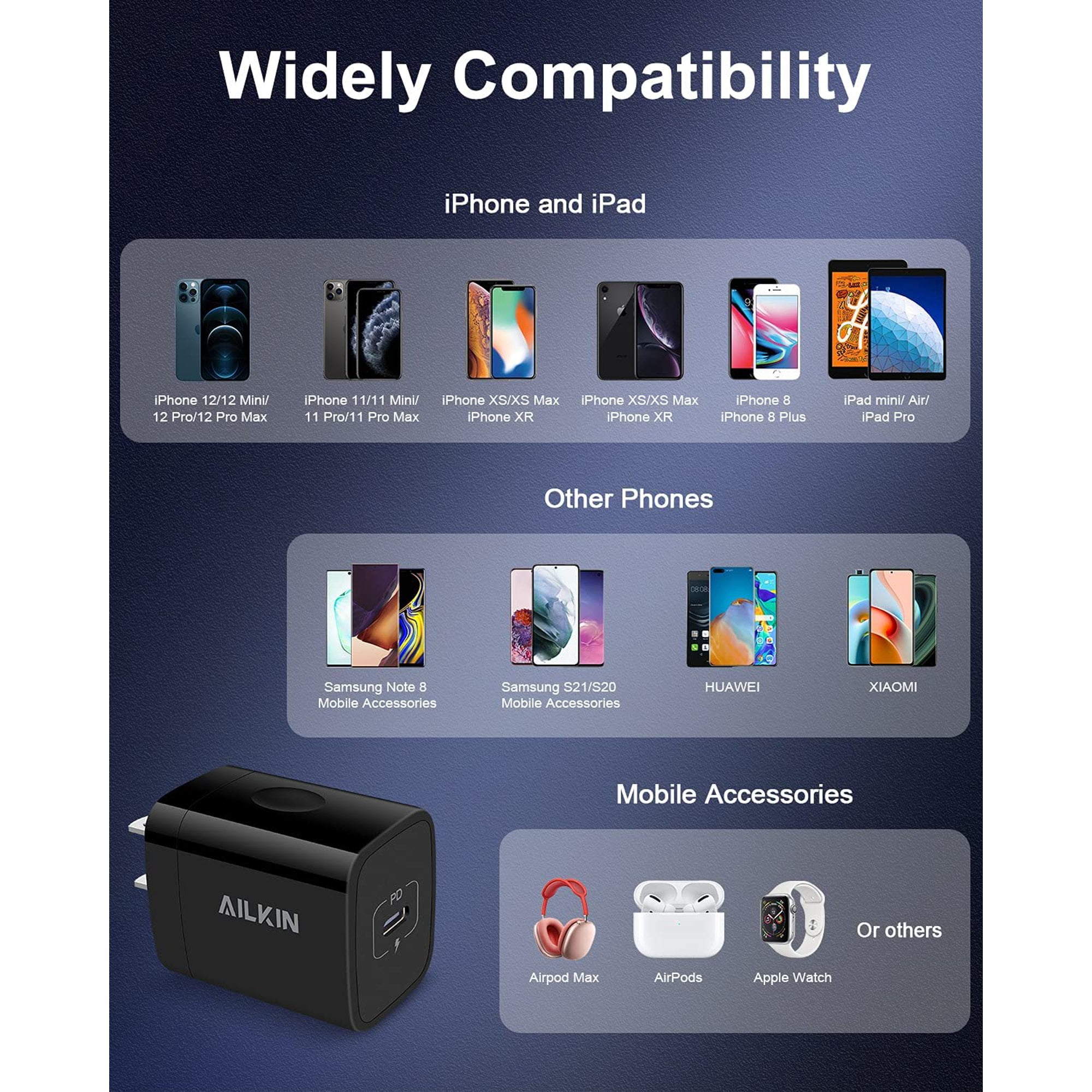 Buy AILKIN USB C Wall Charger Block,20W PD C Type Wall Chargers for ...