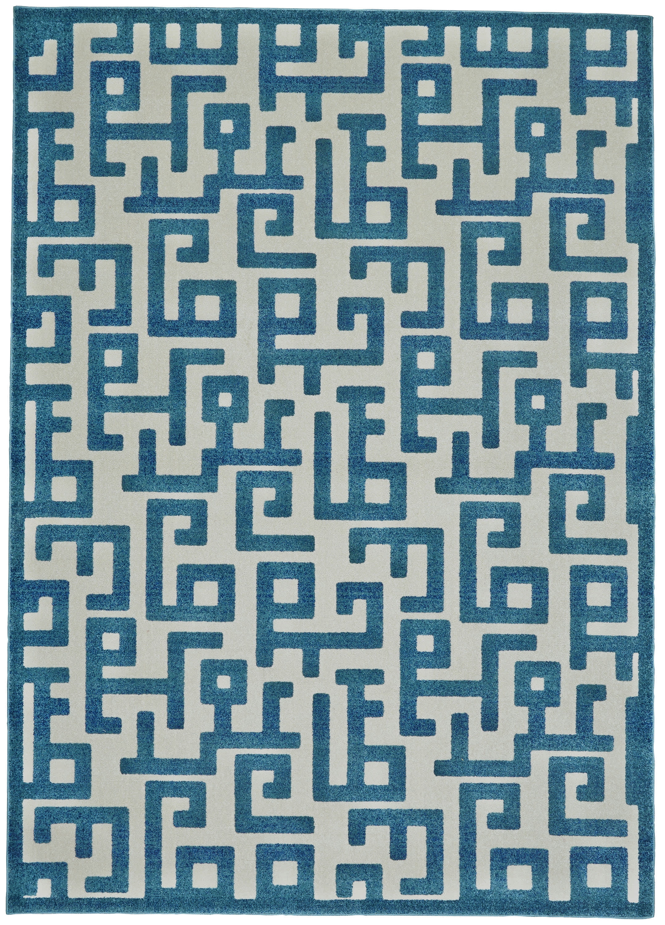 Pismo Geometric Maze Rug, Crystal Teal/Ivory, 10ft x 13ft - 2in Area ...