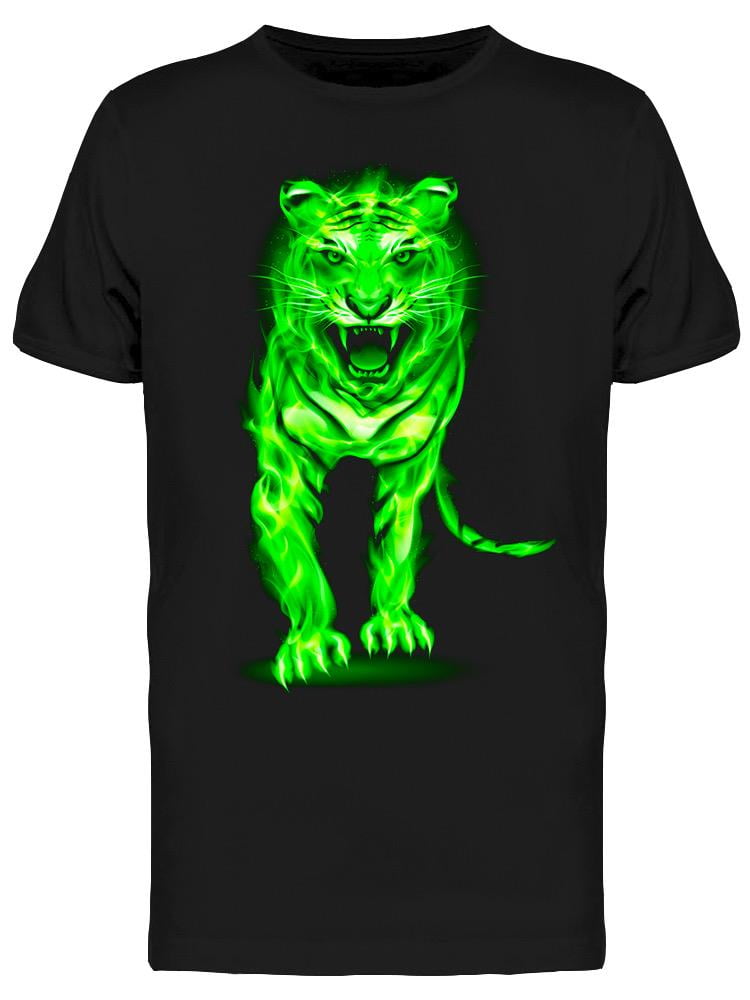Agressive Green Fire Tiger T-Shirt Men -Image by Shutterstock, Male XX-Large - Walmart.com