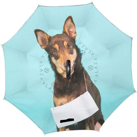 rown Dog Reverse Inverted Umrella Graphic Large Doule Layer with C ...