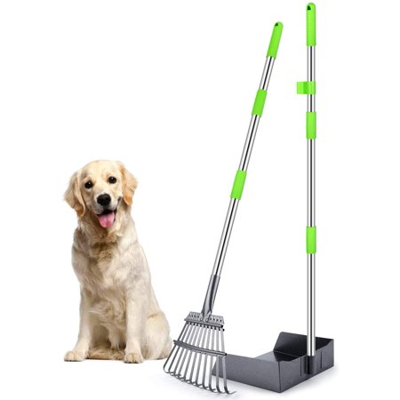 Large Dog Pooper Scooper Set Extra Metal Pet Poop Tray & Rake with ...