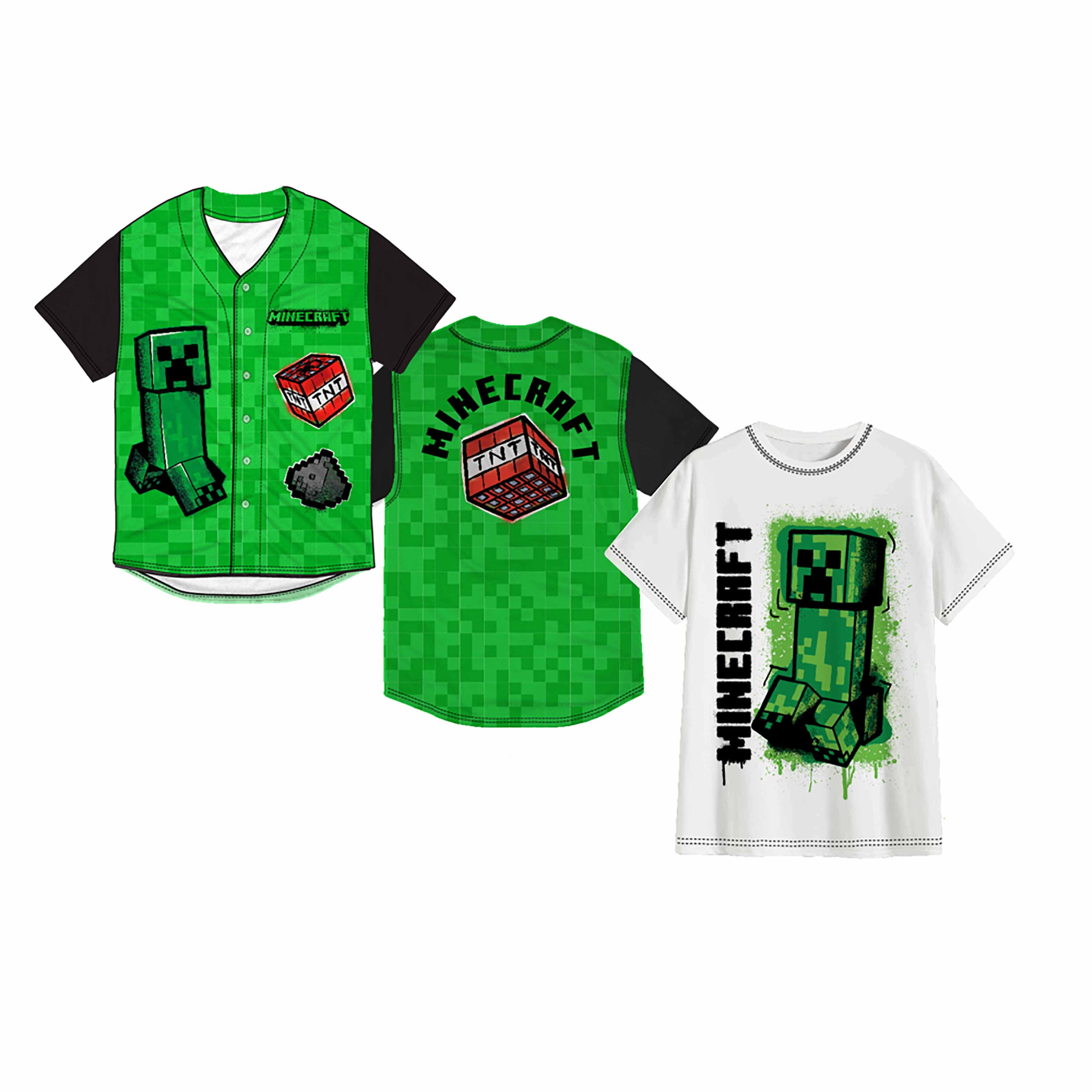 Minecraft Boys T-Shirt 2-Pack, Baseball Shirt and Tee 2-Pack Bundle Set ...