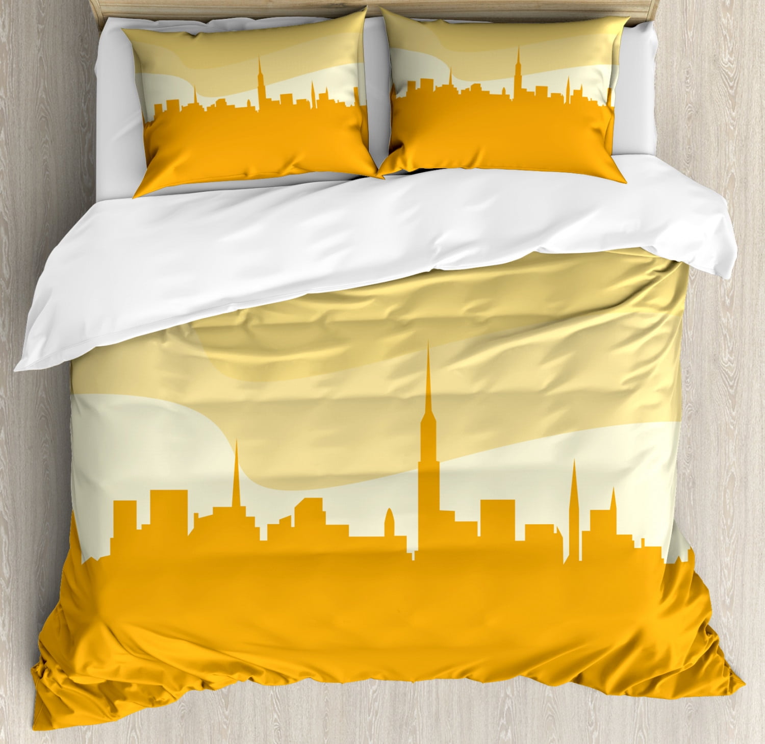 NYC Duvet Cover Set King Size, Abstract Design City Silhouette ...