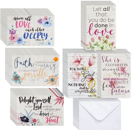 Inspirational Quote Cards - 60-Pack Inspiring Religious Motivational ...