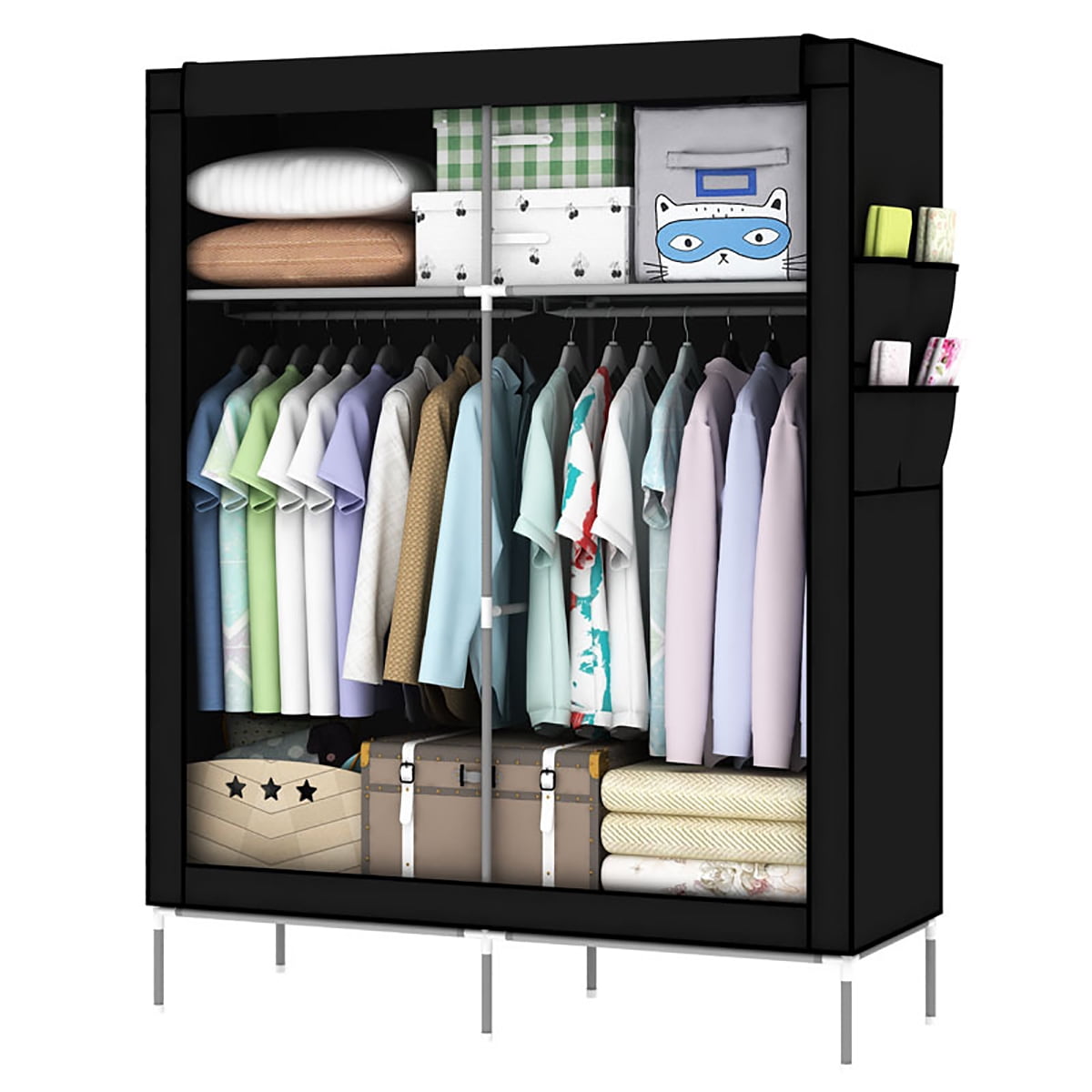 67'' Large Cloth Wardrobe, Non-woven Fabric Clothes Closet, Dustproof ...