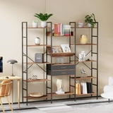 Extra Wide and Tall 5 Tier Bookshelf with 14 Open Display Shelves ...