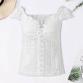 CONZONE T Shirts For Women Ruffle Neck Sleeveless Lace Trim Womens ...