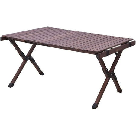 Wood Folding Picnic Table Portable Wooden Camping Table Outdoor Roll Up ...