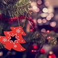 BIMZUC 50 Pcs Wooden Christmas Ornaments Red Tree Decorative Hanging ...