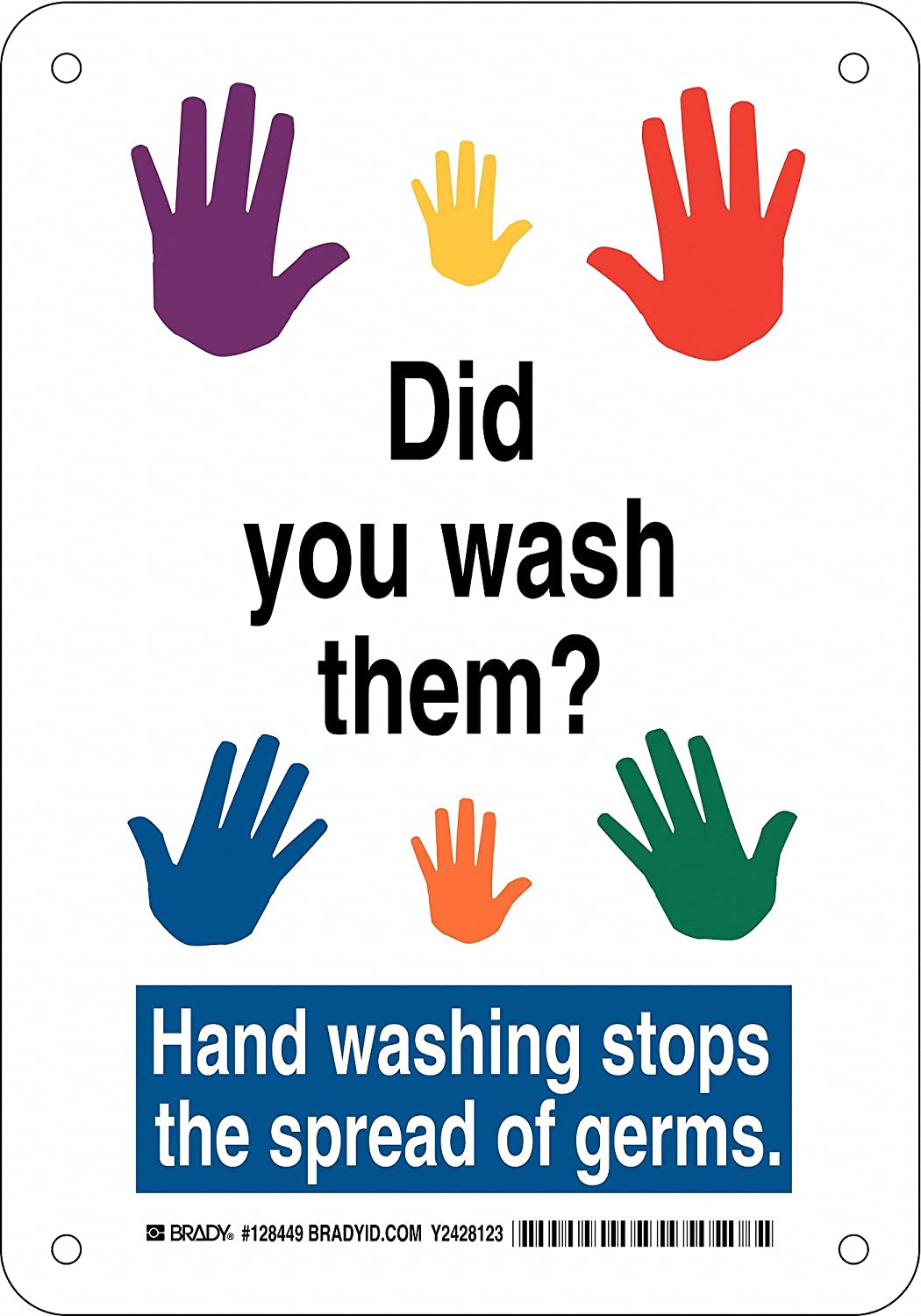 Brady 128449 Personal Hygene Sign, Legend"Did You Wash Them? Hand ...