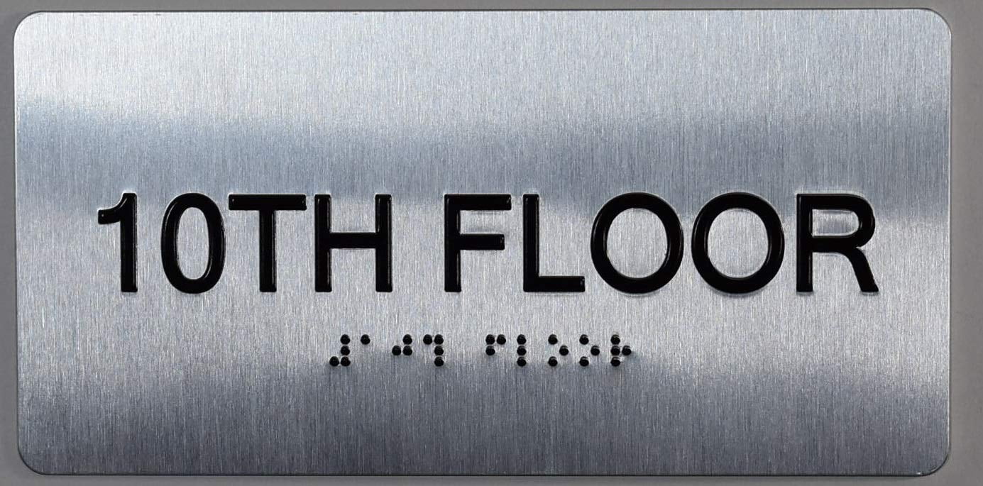 10th Floor Sign- Floor Number Tactile Touch Braille Sign (Aluminium ...