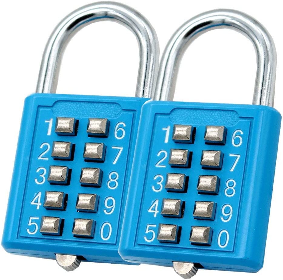 Digit Push Button Combination Padlock, 5 Digit Locking Mechanism,Blue ...