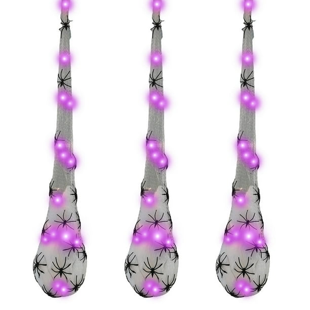 3Pcs Halloween Lighted Spider Egg Sacs Spider Web Halloween Indoor ...