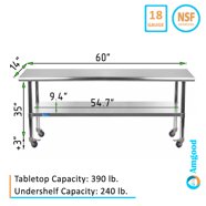 AmGood 30" Long x 30" Deep Stanless Steel Work Table with Casters ...