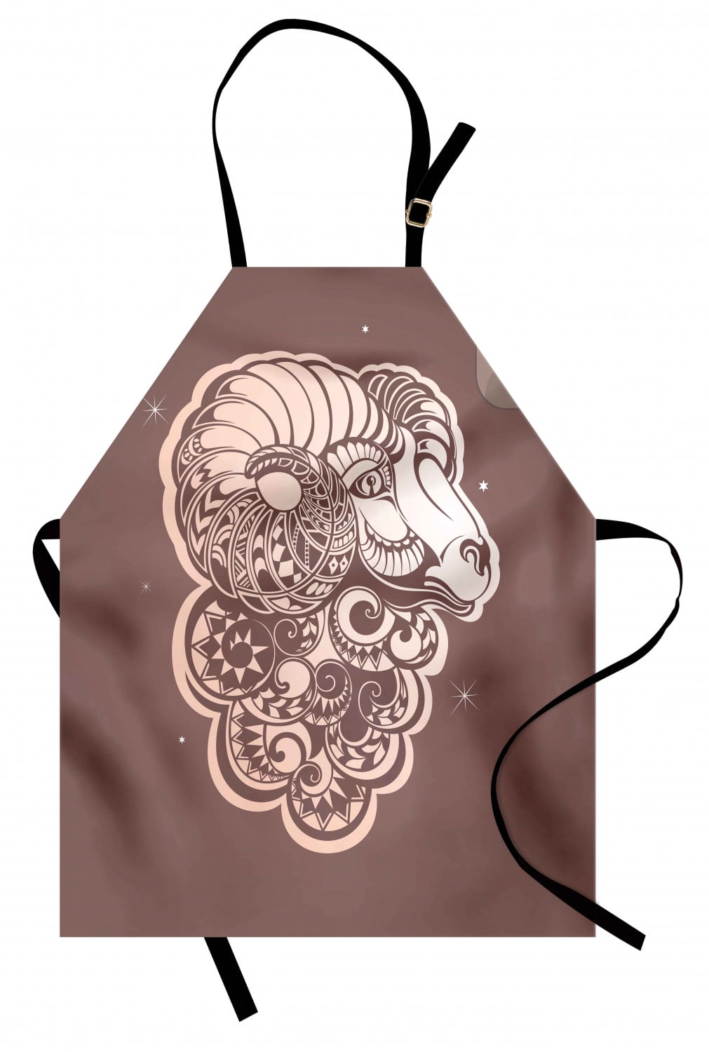 Zodiac Aries Apron Stylized Ram Animal Artwork with Little Stars and ...