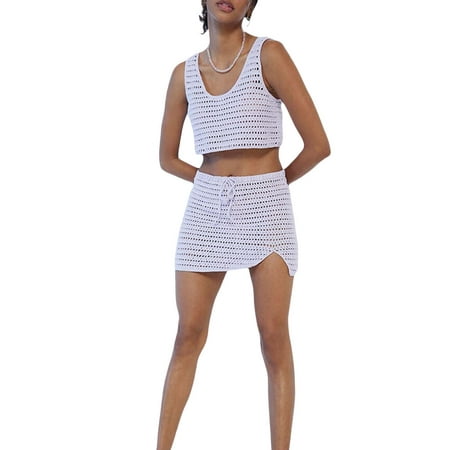 WIFORNT Women?s Beach Cover Up Set, Summer Crochet Hollow Out Tank Tops ...