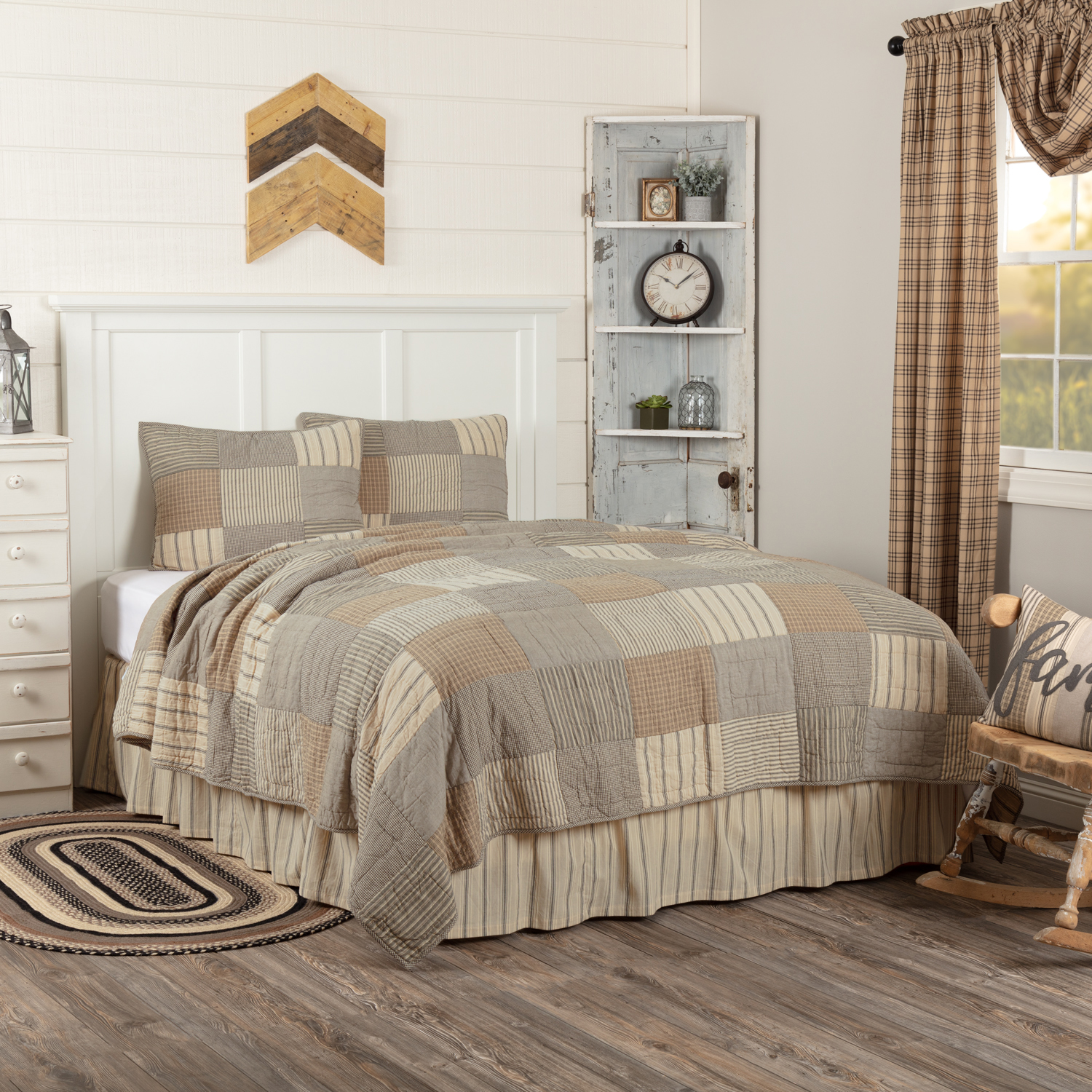 Charcoal Grey Farmhouse Bedding Miller Farm Cotton Pre Washed Patchwork