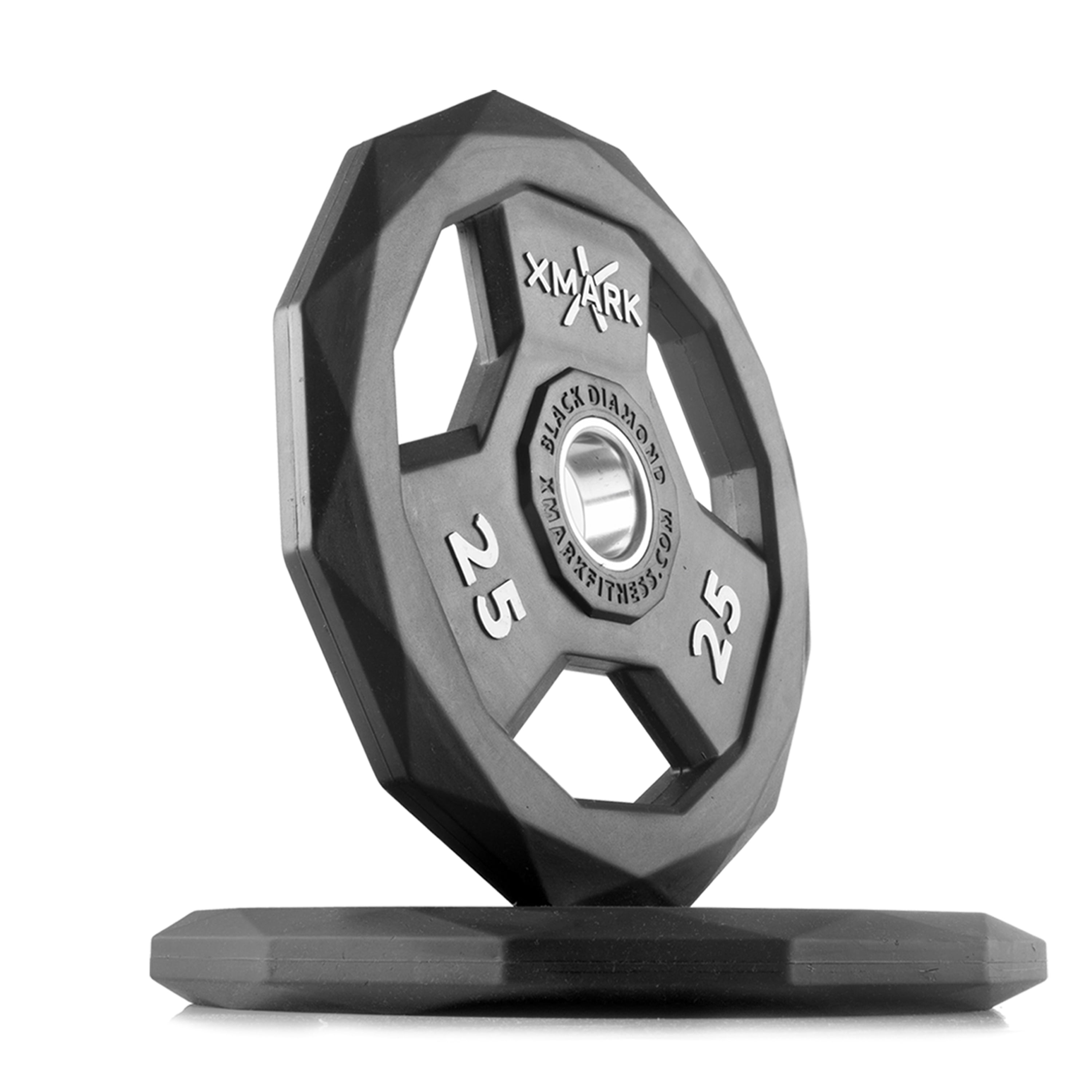 XMark Black Diamond 25lb Pair Rubber Olympic Weight Plates, Patented ...