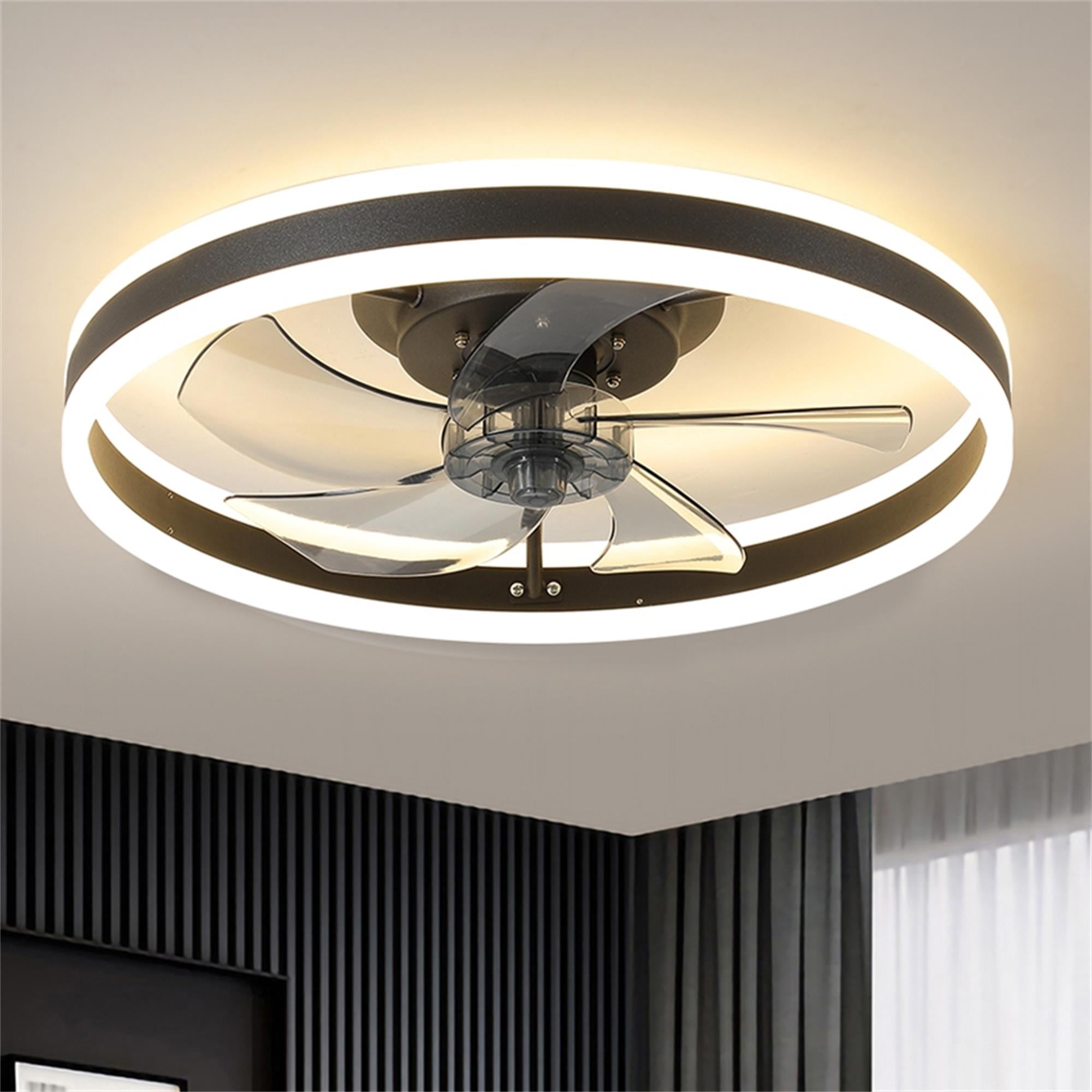 Canddidliike Caged Ceiling Fan with Lights, Dimmable LED Fandelier ...