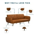 Novogratz Brittany Futon, Camel Faux Leather - Walmart.com