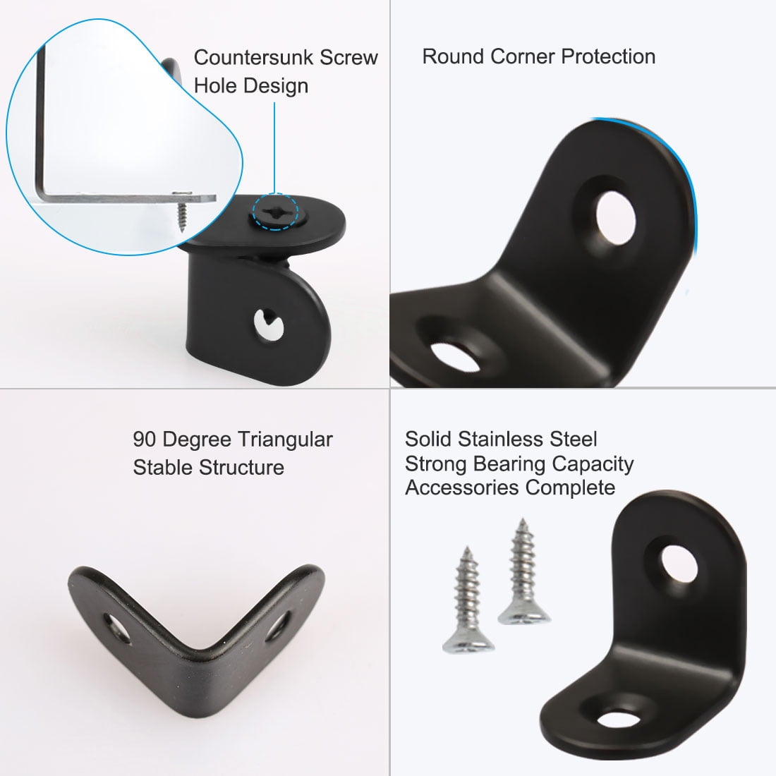 Buy 20 X 20mm Angle Bracket Stainless Steel Black L Shaped Angle