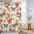 Bathroom Shower Curtain Colorful Butterfly Spring Flower Watercolor ...