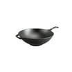 Lodge 14" Pre-Seasoned Cast Iron Wok with Flat Base & Loop Handles for ...
