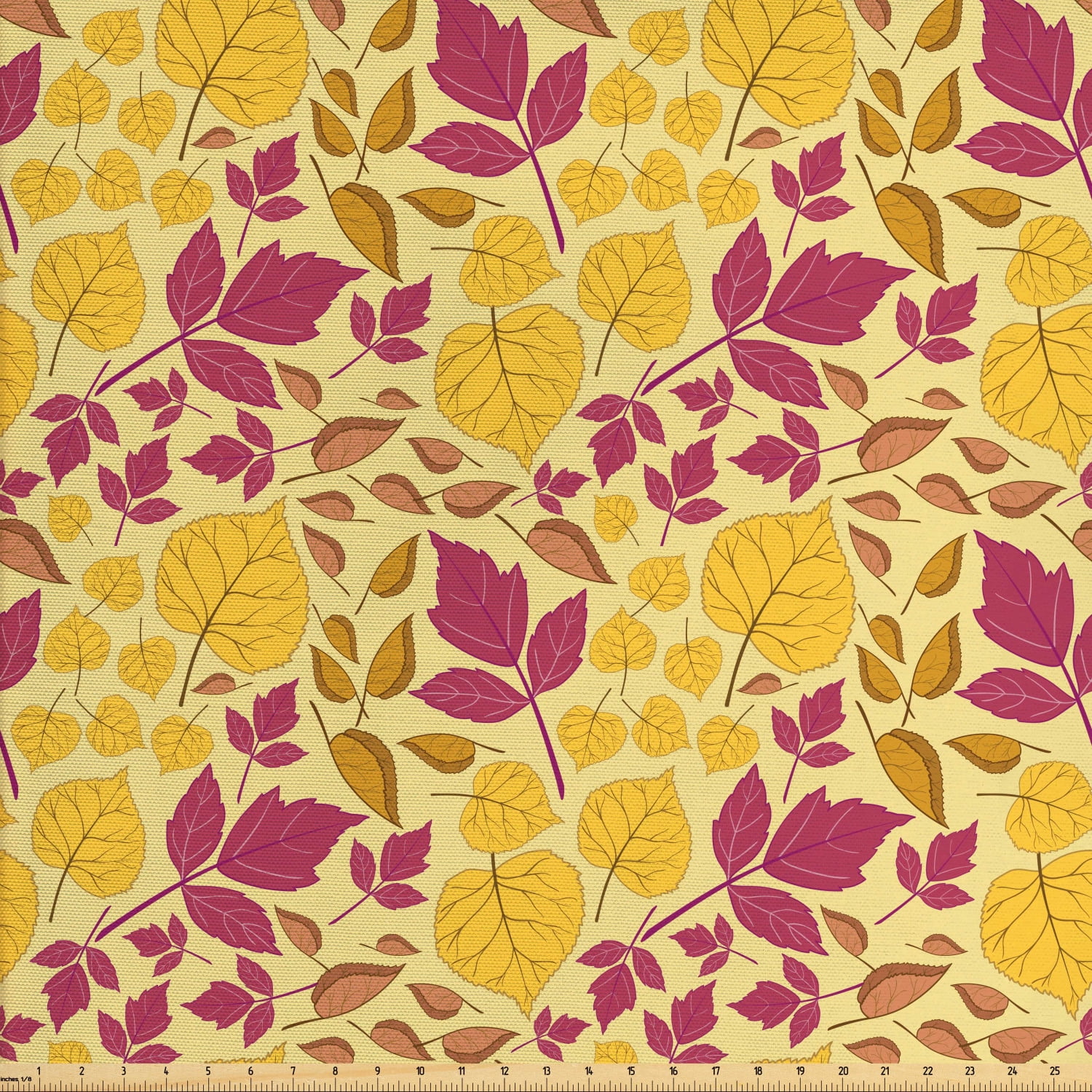 Fall/Autumn Fabric by The Yard, Seasonal Fallen Leaves Leafs Trees Warm ...
